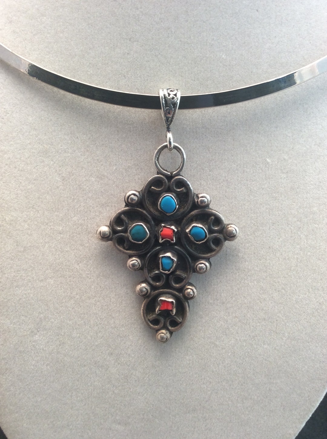 Preowned Sterling Silver TAXCO Mexico Southwestern Turquoise Coral ...