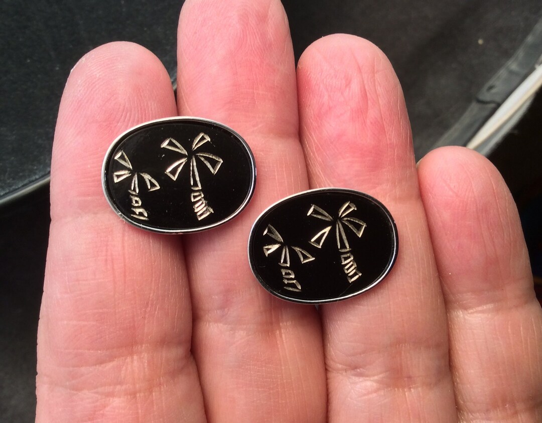 Vintage Amita Sterling Silver Men’s Cufflinks Palm Trees Tropical ...