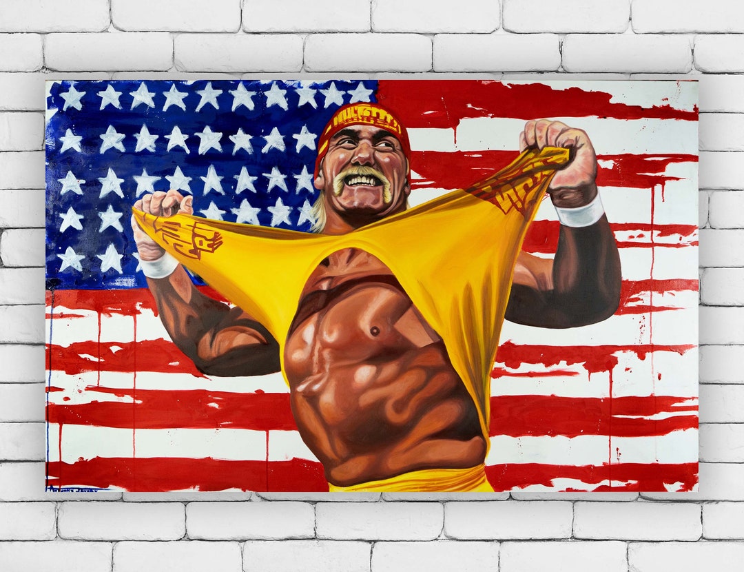 Real American - 50" X 32" Original Oil Painting of Hulk Hogan on ...