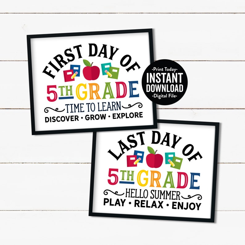 Back to School First Day and Last Day of Fifth Grade Photo - Etsy