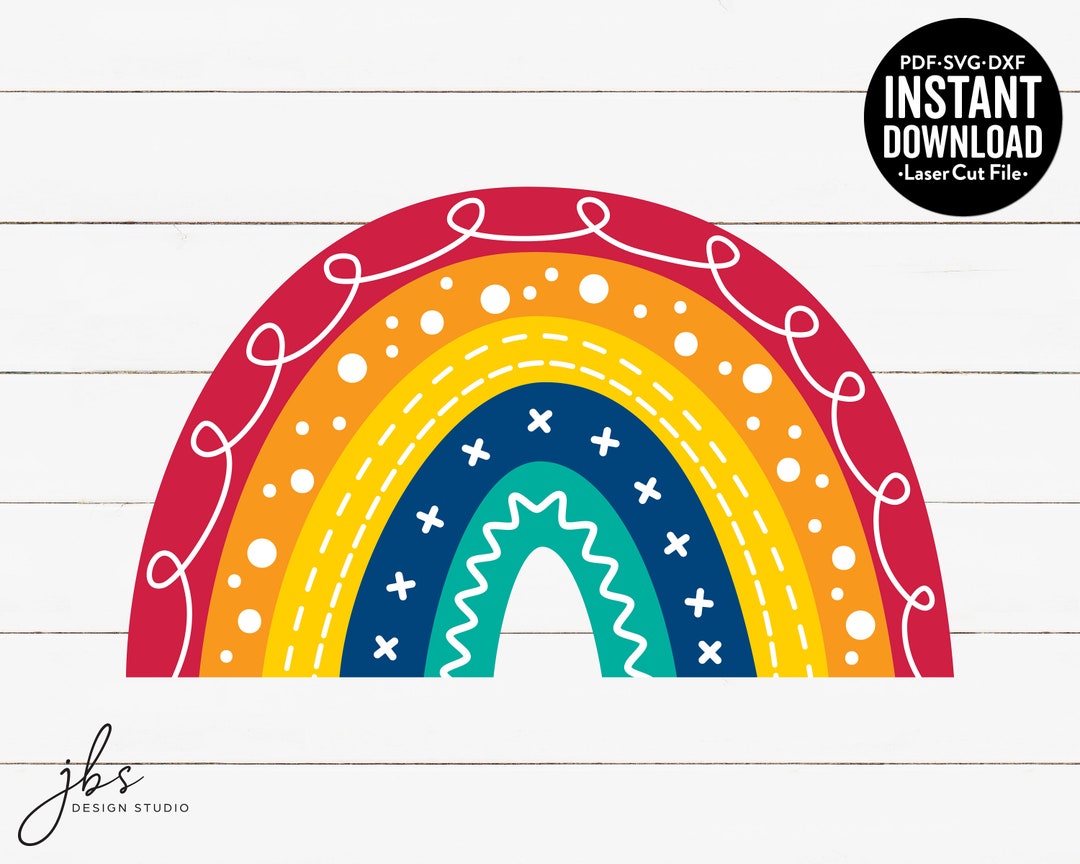 Rainbow With Doodles Cut File, Laser Cut File, Instant Download, SVG ...