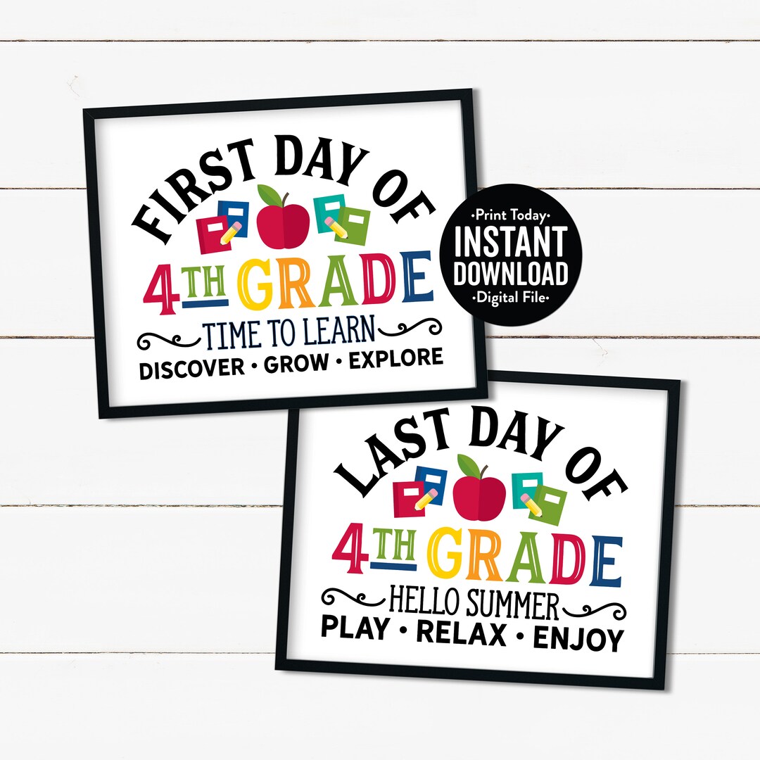 Back to School First and Last Day of Fourth Grade Photo Props - Etsy