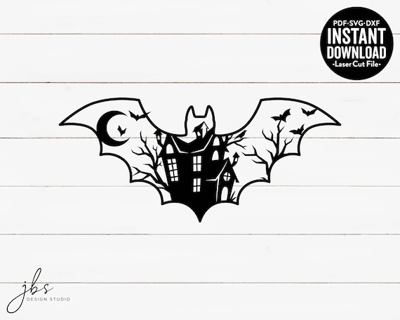 Bat Shape Haunted House Cut File Laser Cut File Instant - Etsy
