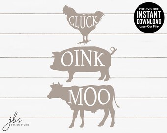 Cluck Oink Moo Svg - Etsy
