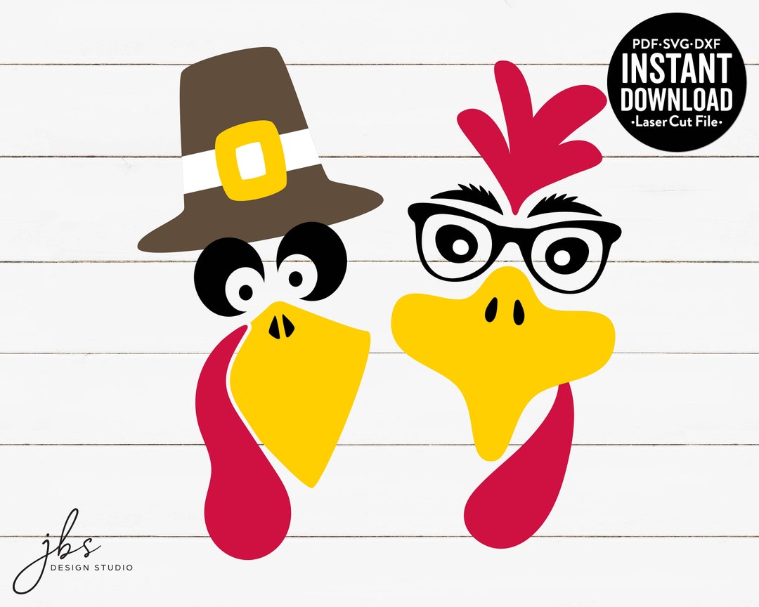 Turkey Faces Set 4 Cut File, Laser Cut File, Instant Download, SVG/DXF ...