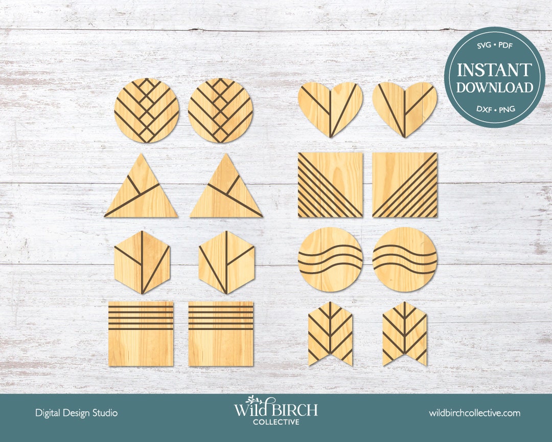 Geometric Stud Earring Bundle 2 Cut/laser/sublimation/screen Print ...