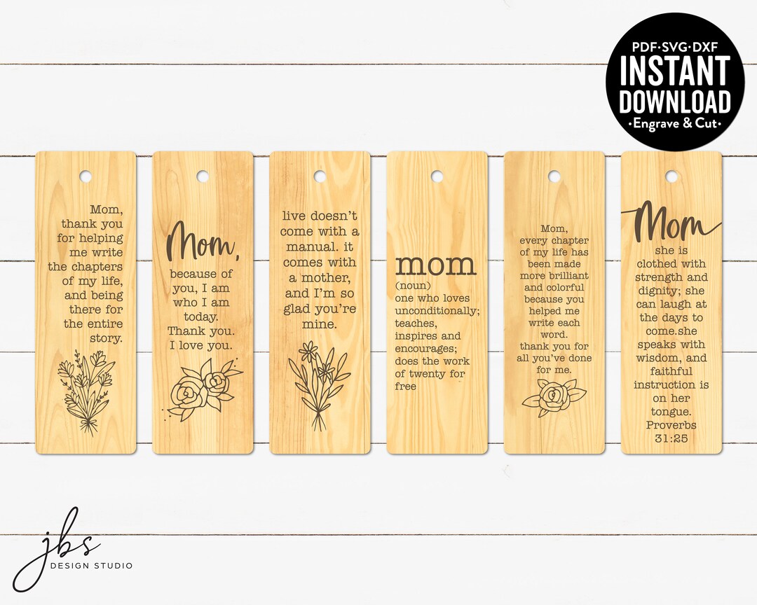 Cut & Engrave Mom Bookmarks Bundle Cut/laser/sublimation/screen Print ...