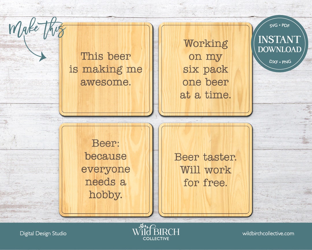 Beer Coasters Set 1 Beer Making Me Awesome Beer Taster Beer Hobby Cut ...