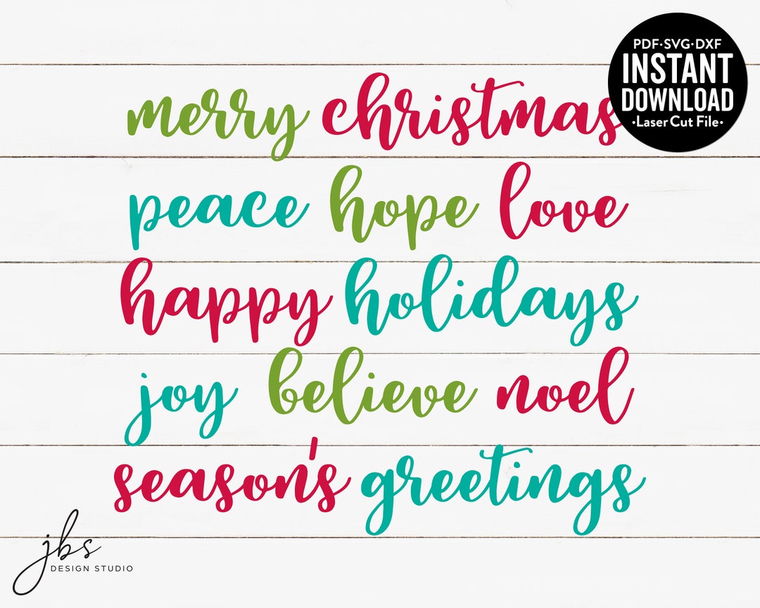 Christmas Words Bundle Cut Files, Laser Cut Files, Instant Download ...