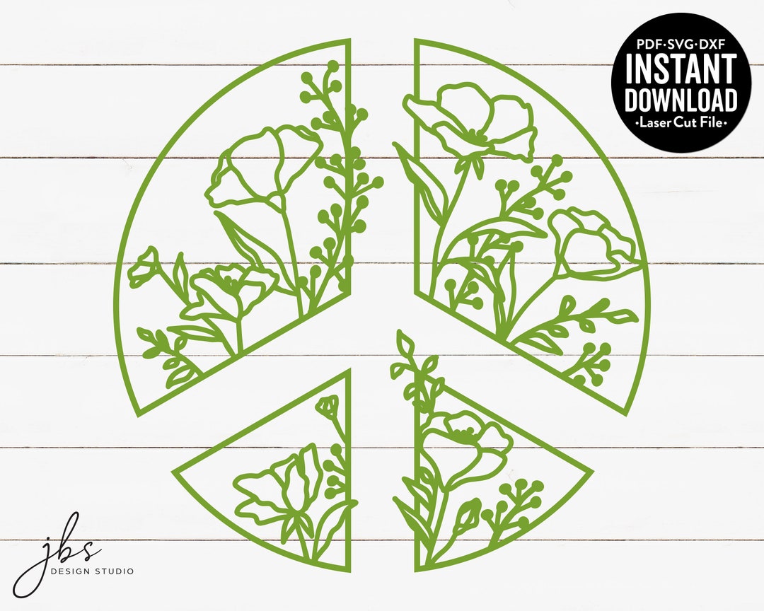 Floral Peace Sign Cut File Laser Cut File Instant Download - Etsy