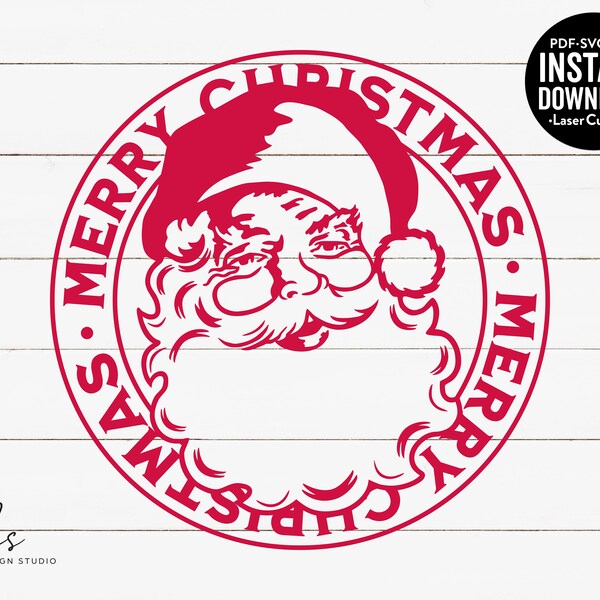 Round Santa Face Svg - Etsy