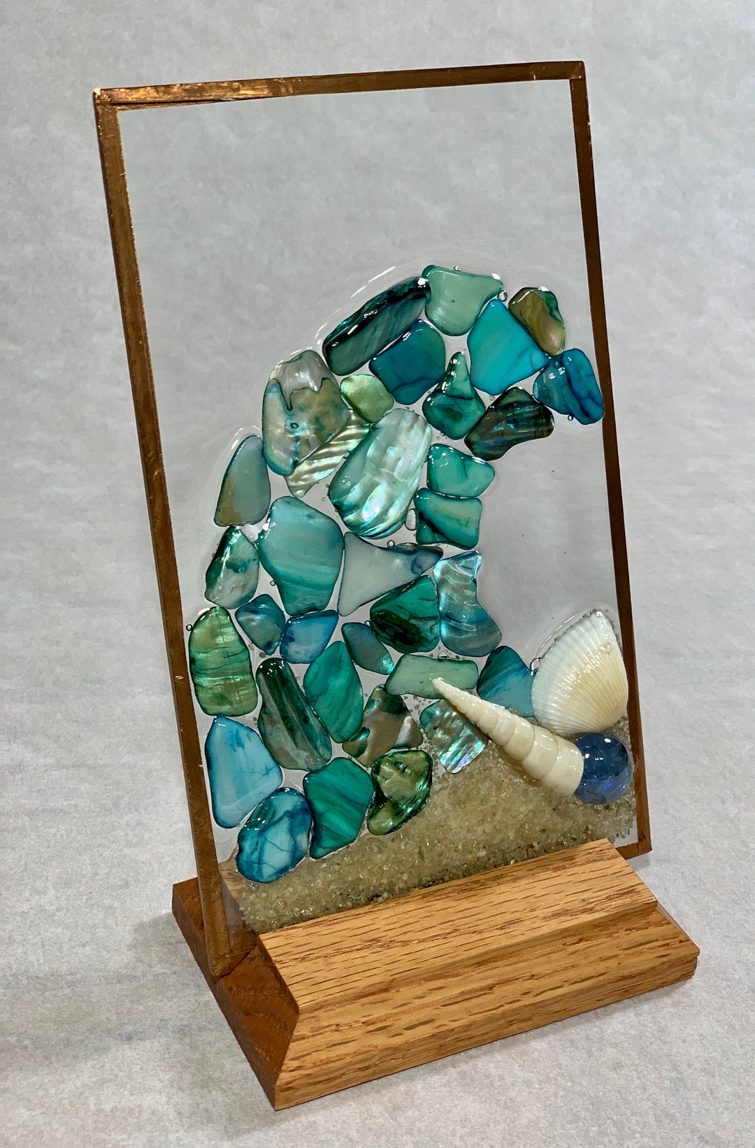 Ocean Waves Glass on Glass With Mother Pearl Mosaic - Etsy