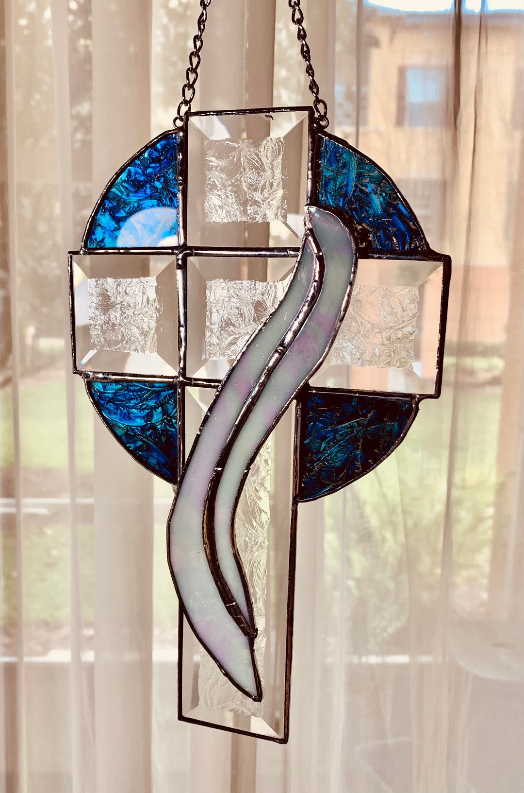 Stained Glass Crucifix With Van Gogh Glass - Etsy