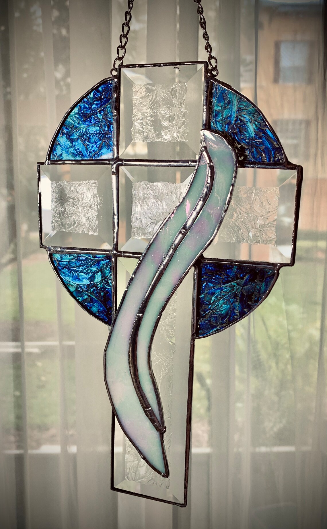 Stained Glass Crucifix With Van Gogh Glass - Etsy