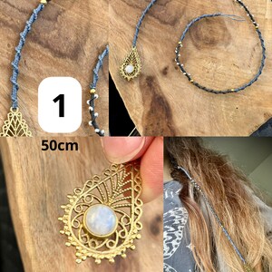 Bijoux de cheveux en macramé avec pierres et 3 attaches amovibles Ateba ...
