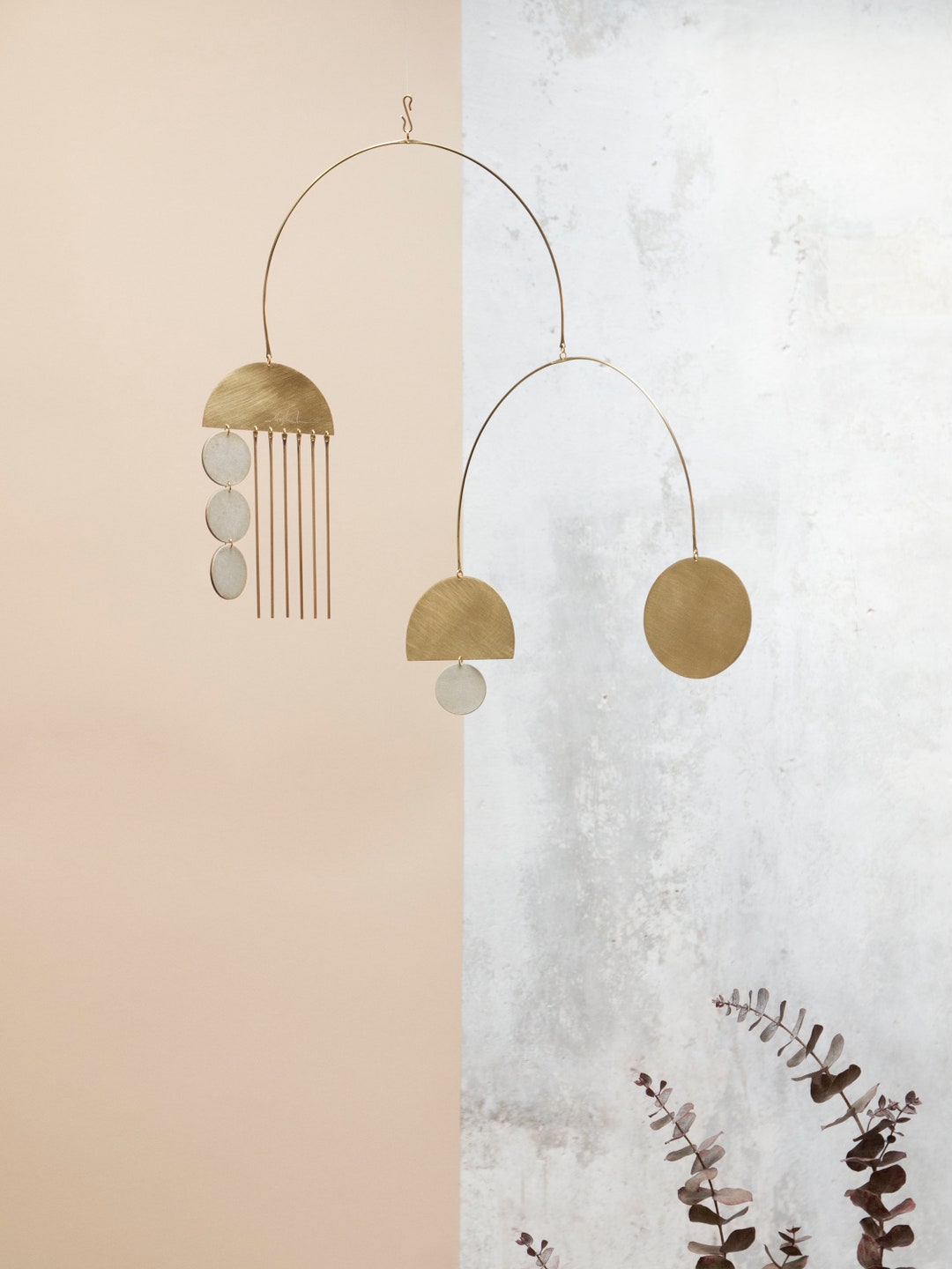 Handmade Decorative Kinetic Brass Mobile 1920 in Cream, Modern Mobile ...