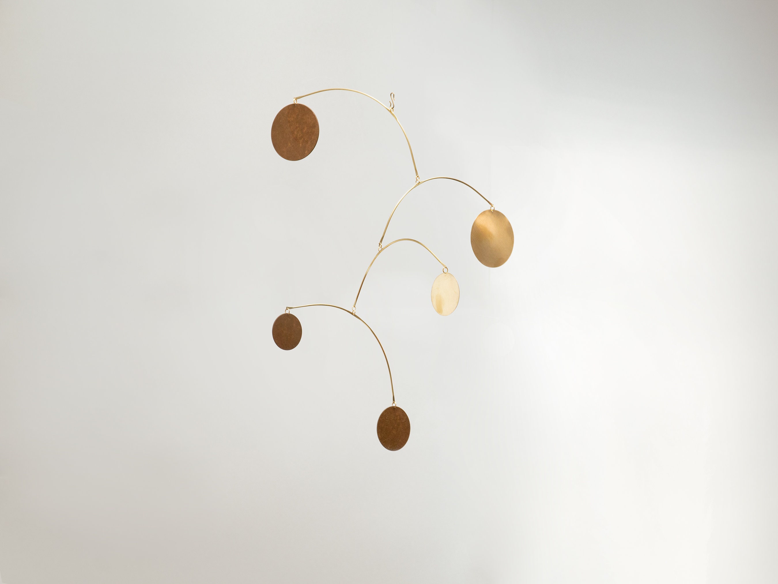 Modern Mobile in Brass and Brown Circle Kinetic Mobile for | Etsy