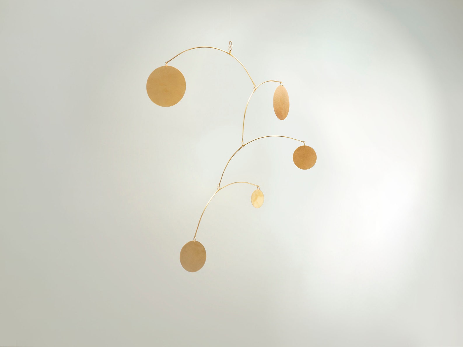 Circles Mobile Art for Home and Gift, Mid Century Kinetic Mobile, Brass ...