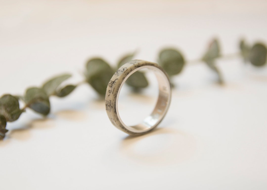 Paper Wedding Bands With Silver Sleeve, Recycled Paper Ring, Unique ...