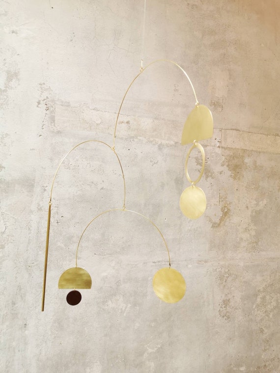 Gold Mobile Sculpture Mid-century Mobile for Minimalistic - Etsy