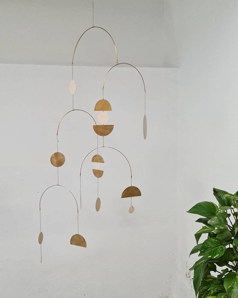 Large Kinetic Mobile Art Hanging Brass Sculpture Geometrical - Etsy