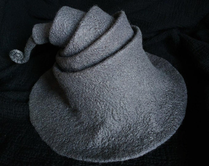 Wizard Felt Hat Magician Hat Felted Hat Wool Hat Black Witch Hat ...