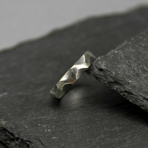 Silver Wave Ring, Sterling Band for Men, Minimalist Ring - Etsy