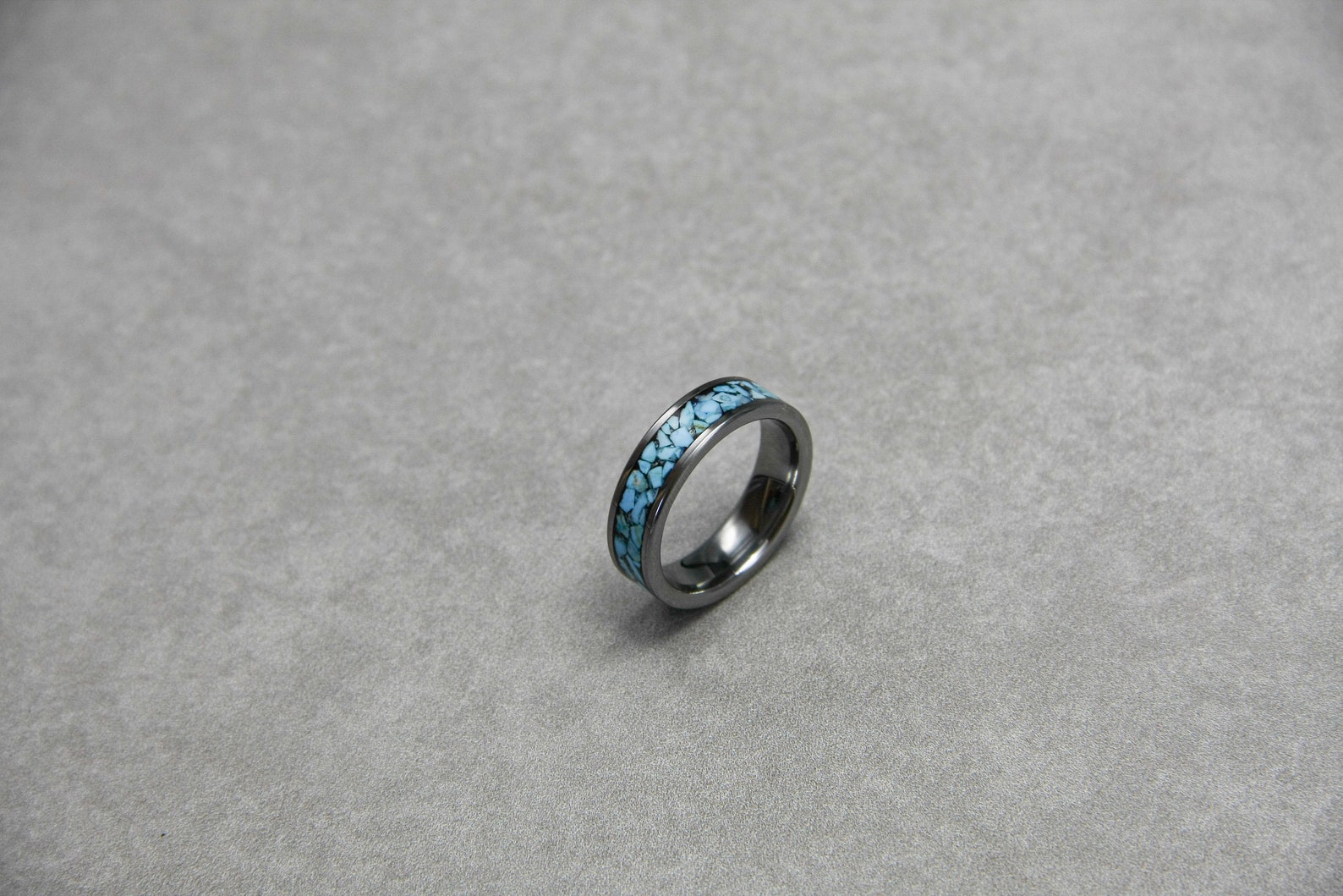 Tungsten inlay ring turquoise band unique wedding ring | Etsy