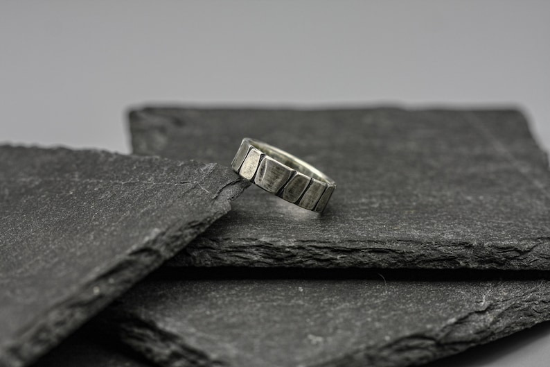 Brutalist silver ring wide men ring Sterling silver band | Etsy