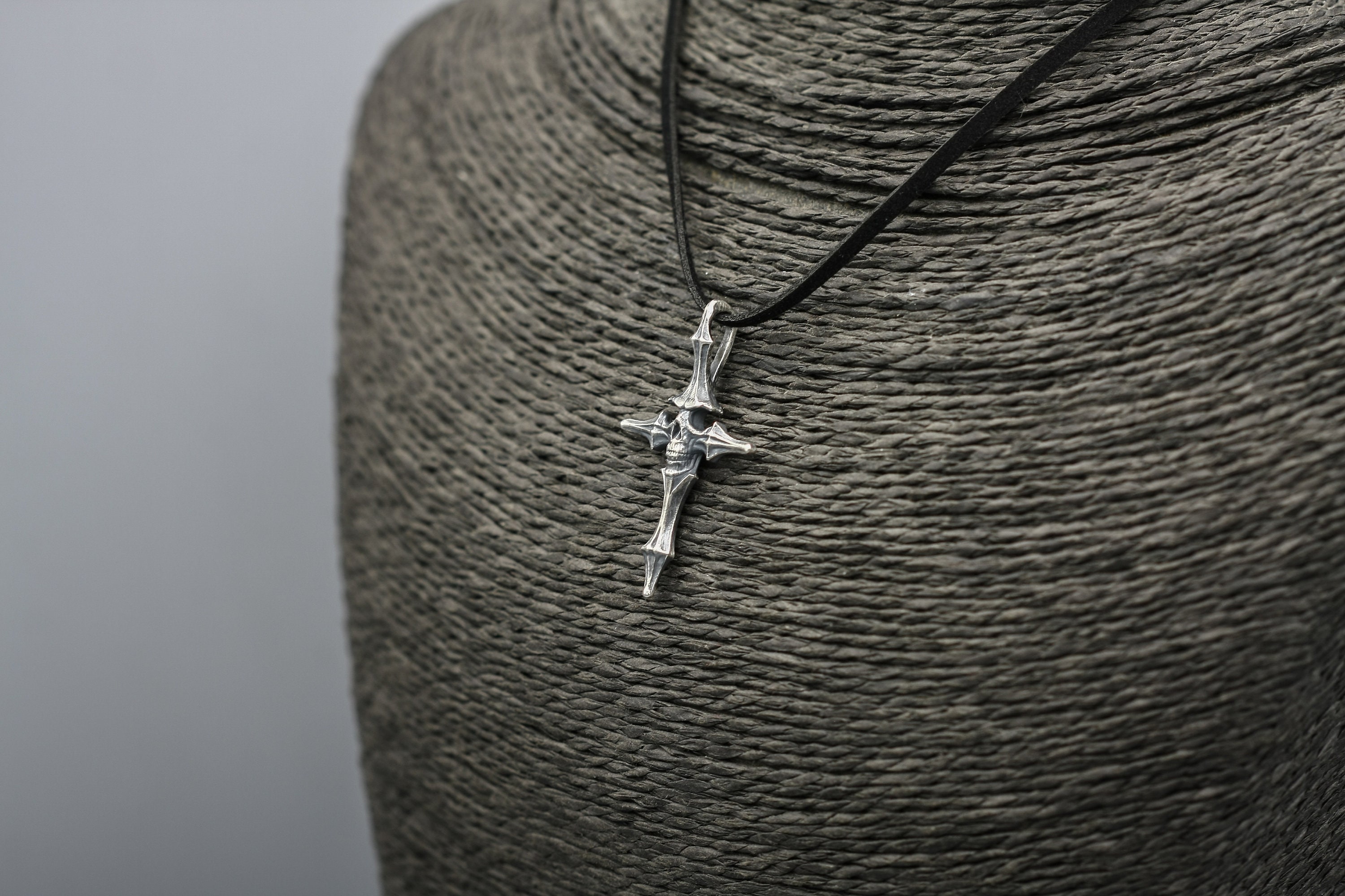 Sterling Silver Skull Cross Pendant, Rustic Gothic Cross - Etsy