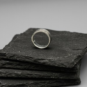 Silver Minimalist Ring, Scratched Gunmetal Ring, Unique Wedding Band - Etsy