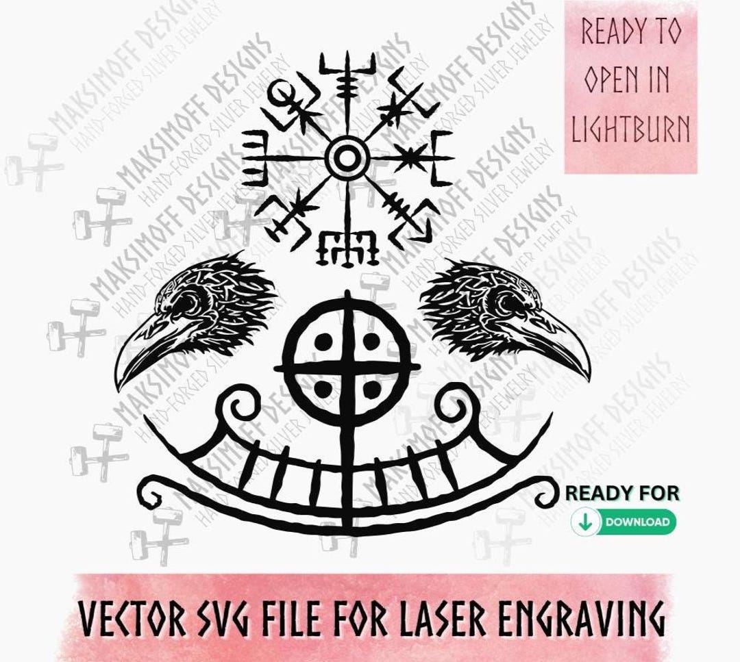 Viking Compass Vegvisir Vector SVG for Laser Engraving (digital ...