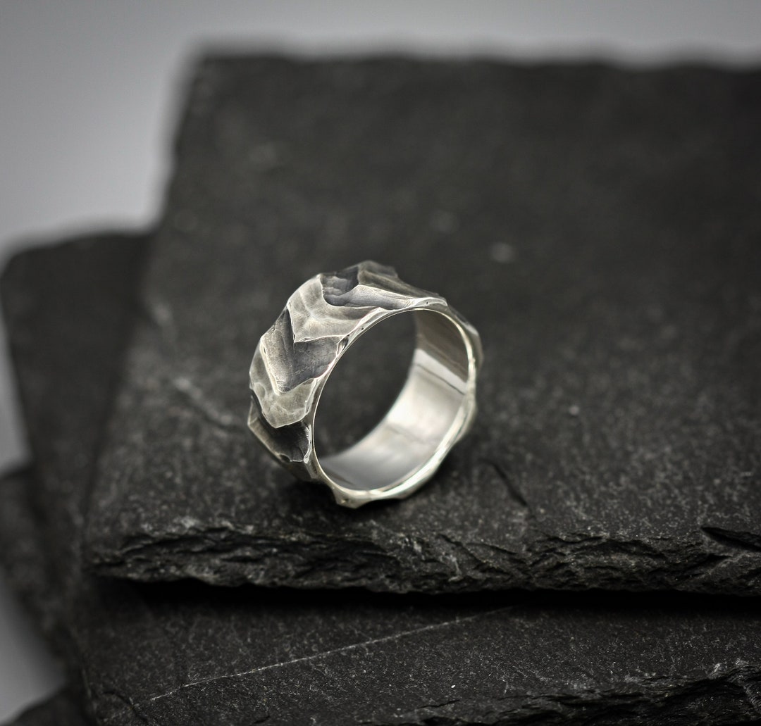 Rough Brutalist Silver Ring,viking Warrior Band - Etsy