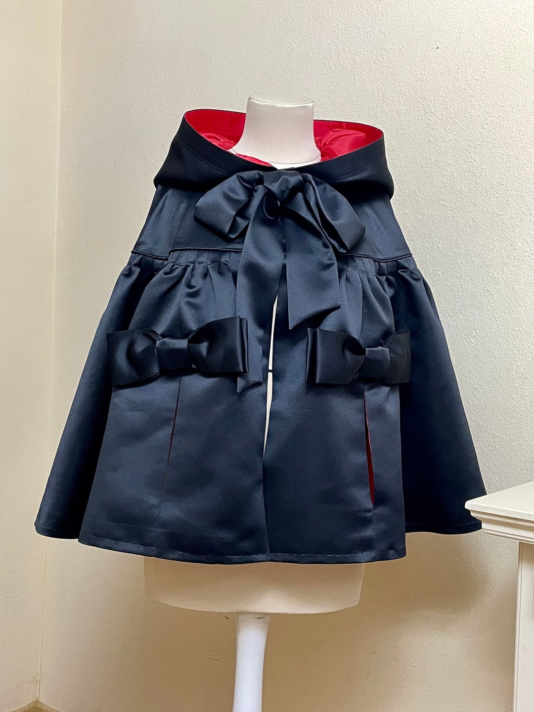 Short Hooded Cape With Sleeve Slits Capelet Made of Matte Satin. - Etsy