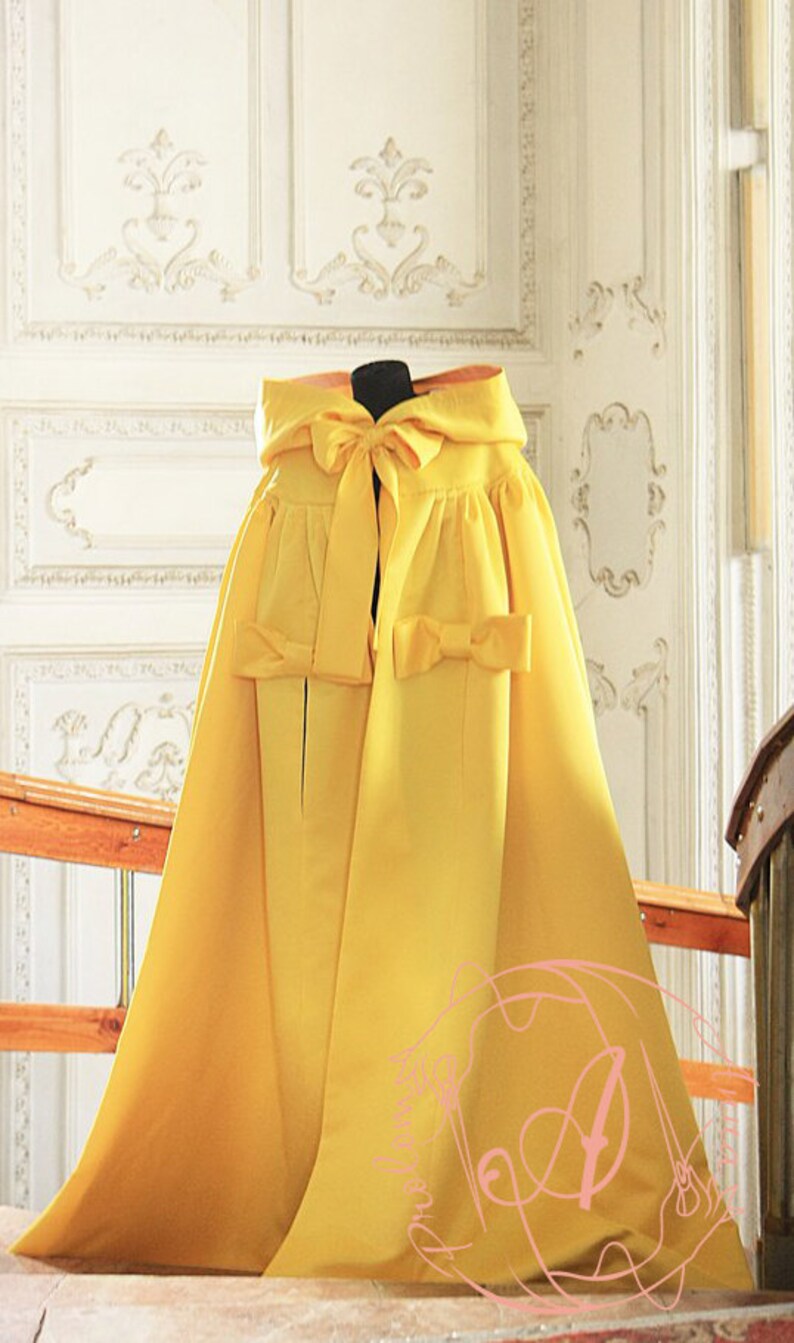 Halloween Cloak Long yellow cloak Satin hooded cape Bridal | Etsy