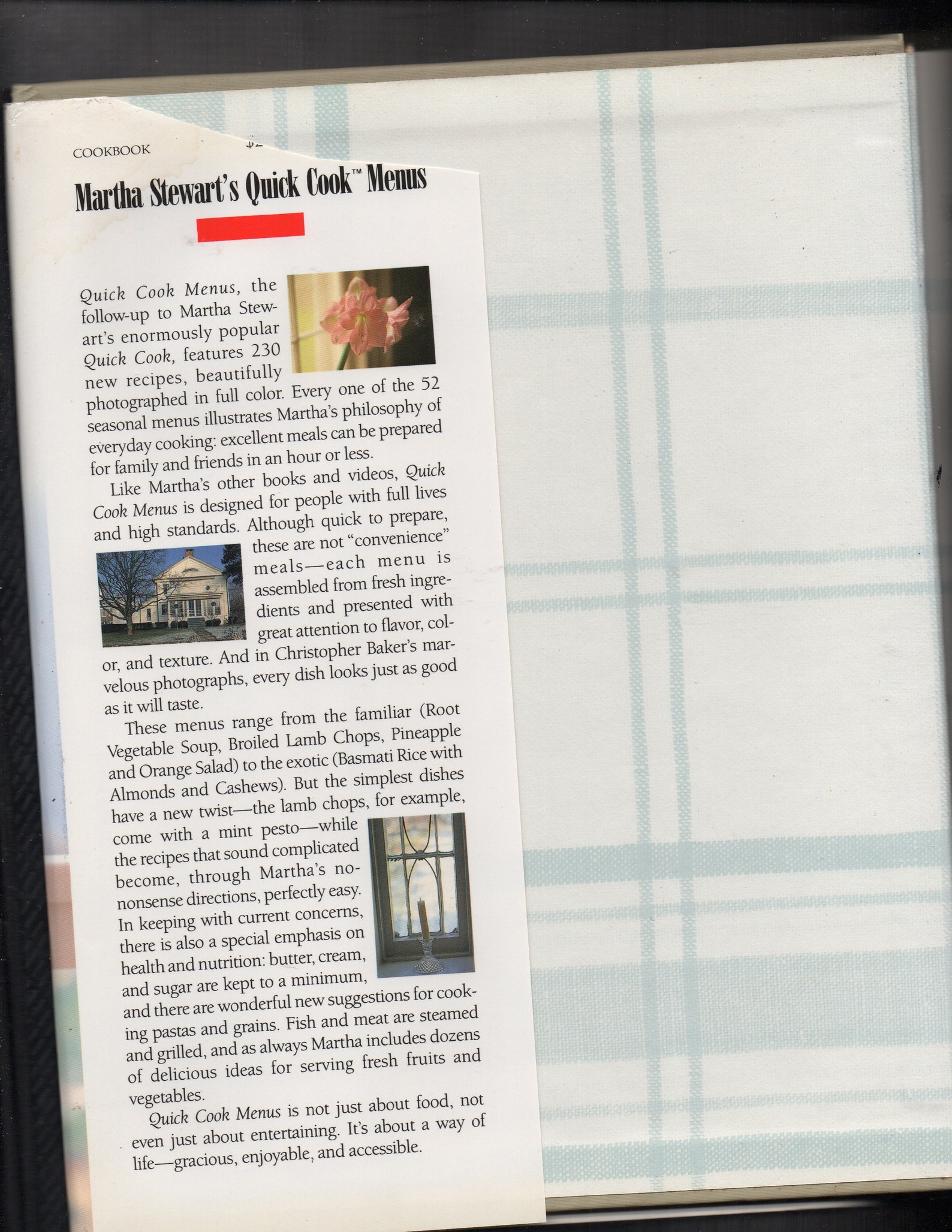 1988 Martha Stewart's Quick Cook Menus Cookbook by Martha Stewart ...