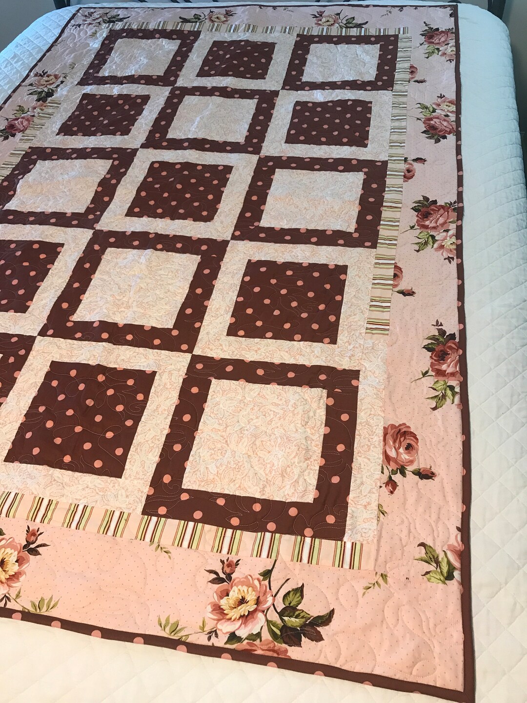 Peaches and Chocolate Lap Quilt - Etsy