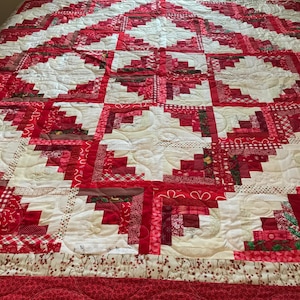 Red and White Log Cabin Lap Quilt - Etsy