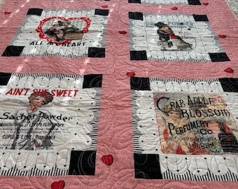 Patchwork Quilt/ Patchwork Baby Quilt/lap Quilt for Her/ Romantic Dusty ...