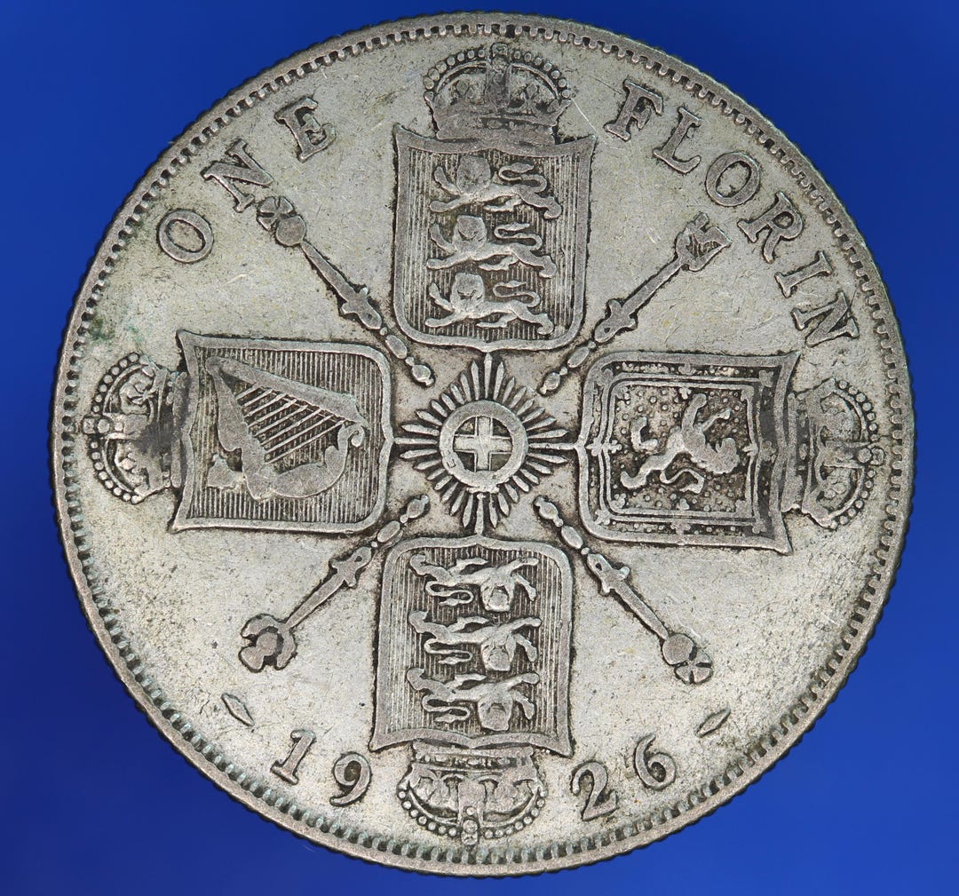 GENUINE British Coin - 1926 George V Florin, 50% Silver Coin [R10/25 ...