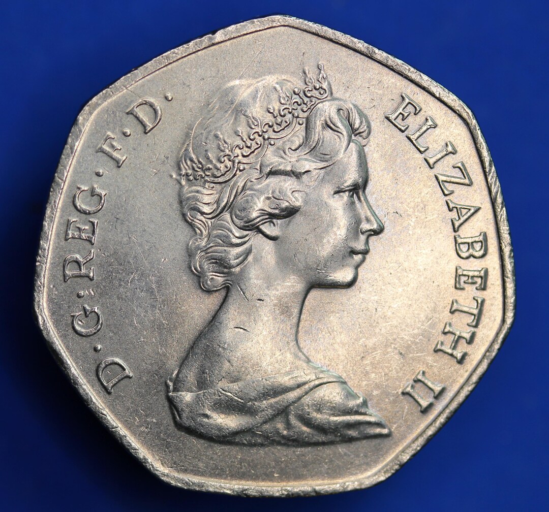 GENUINE British Coin - 1973 Elizabeth II Fifty Pence 50p High Grade ...