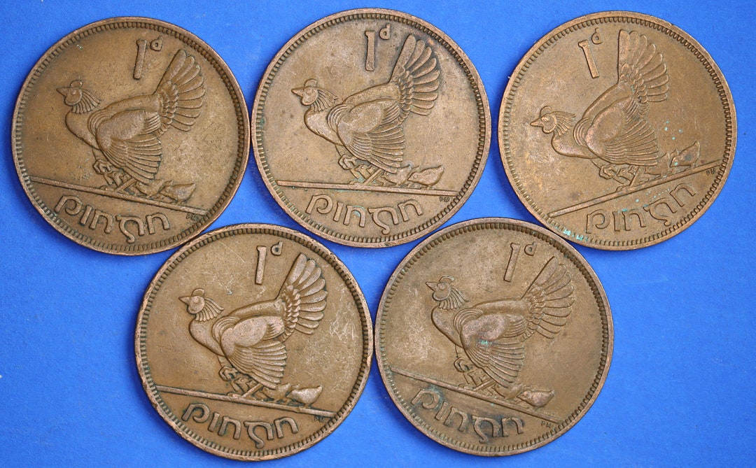 GENUINE Collection Irish Penny 1d EIRE Ireland Coins, Hen With Chicks ...