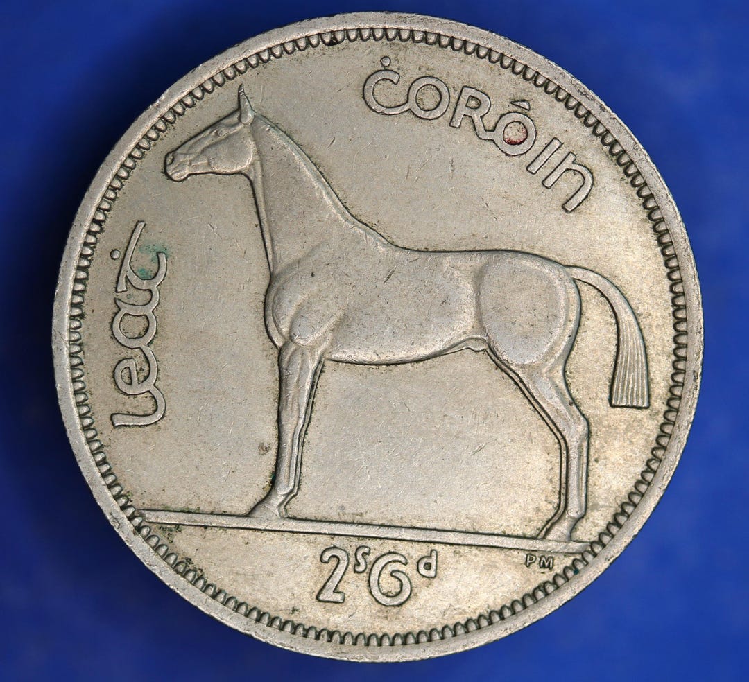 GENUINE 1959 Irish Half Crown 2/6 Ireland EIRE Coin, Irish Hunter [01/ ...