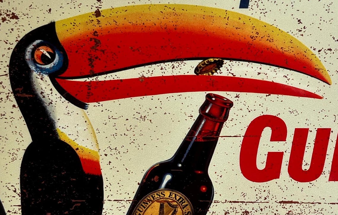 Metal Vintage Style Wall Sign - Guinness Time, Toucan Advertising Sign ...