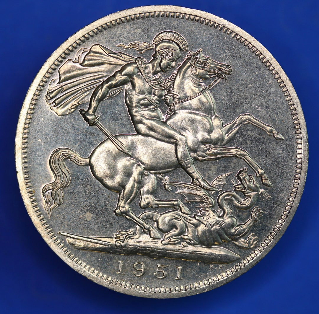 GENUINE British Coin - 1951 George VI Crown, Five Shillings, Festive of ...