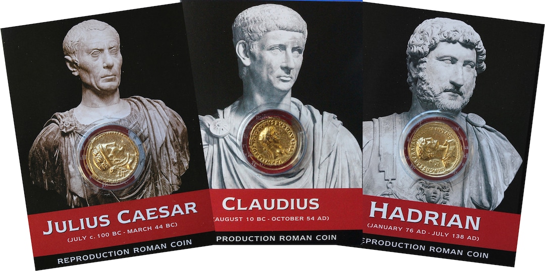 REPRODUCTION Roman Coins, Caesar Claudius Hadrian Gold Aureus With ...