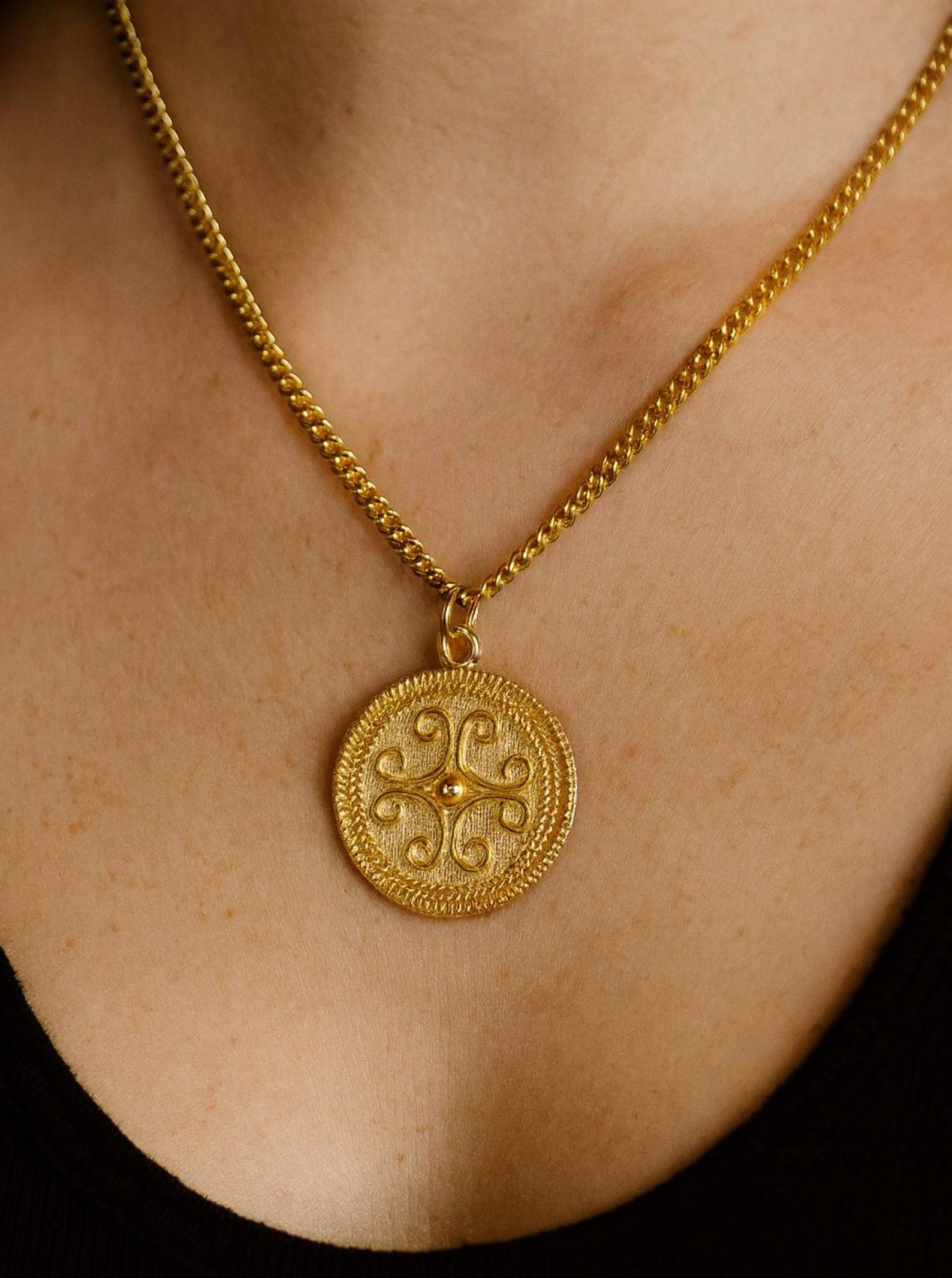 Roman Filigree Scroll Pendant - Gold Plated With Information Card ...