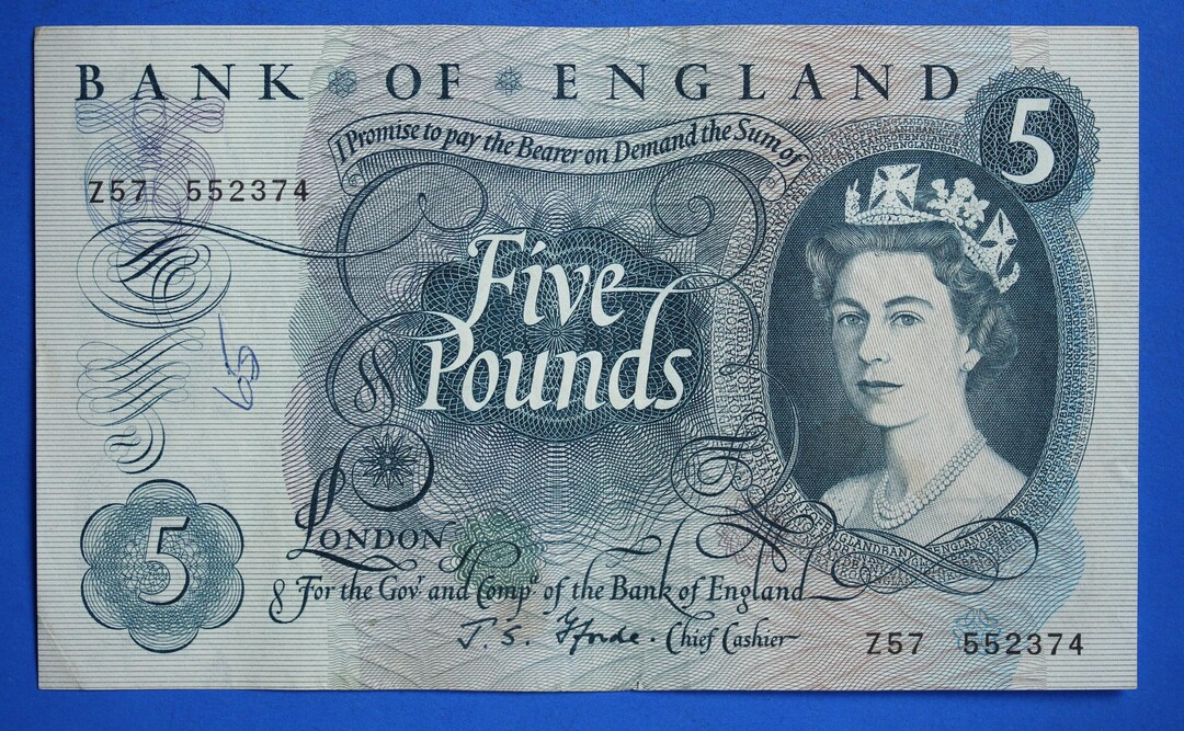 1967 Bank of England Five Pound 5 Pound, Fforde "z57" Banknote [02/25 ...