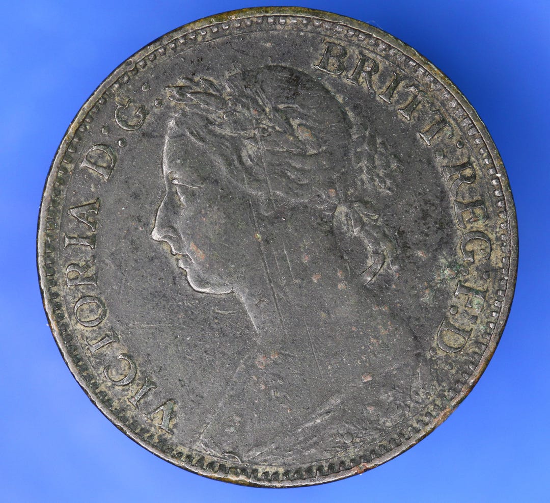 GENUINE British Antique Coin - 1881 Victoria Farthing, Quarter Penny ...