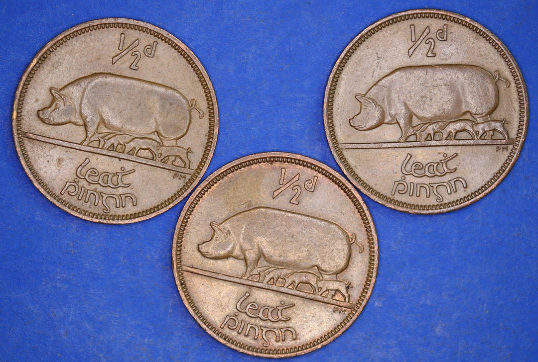 GENUINE Collection 3 Irish Half Penny Pennies 1/2d EIRE Ireland Coins ...